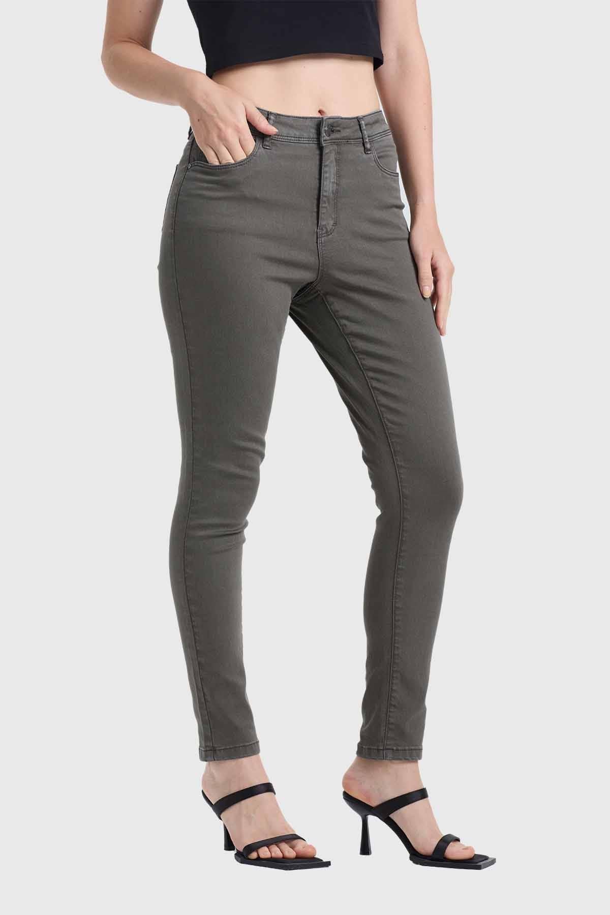 Jeans verde militar elastano diseño ajustado – Fashion´s Park