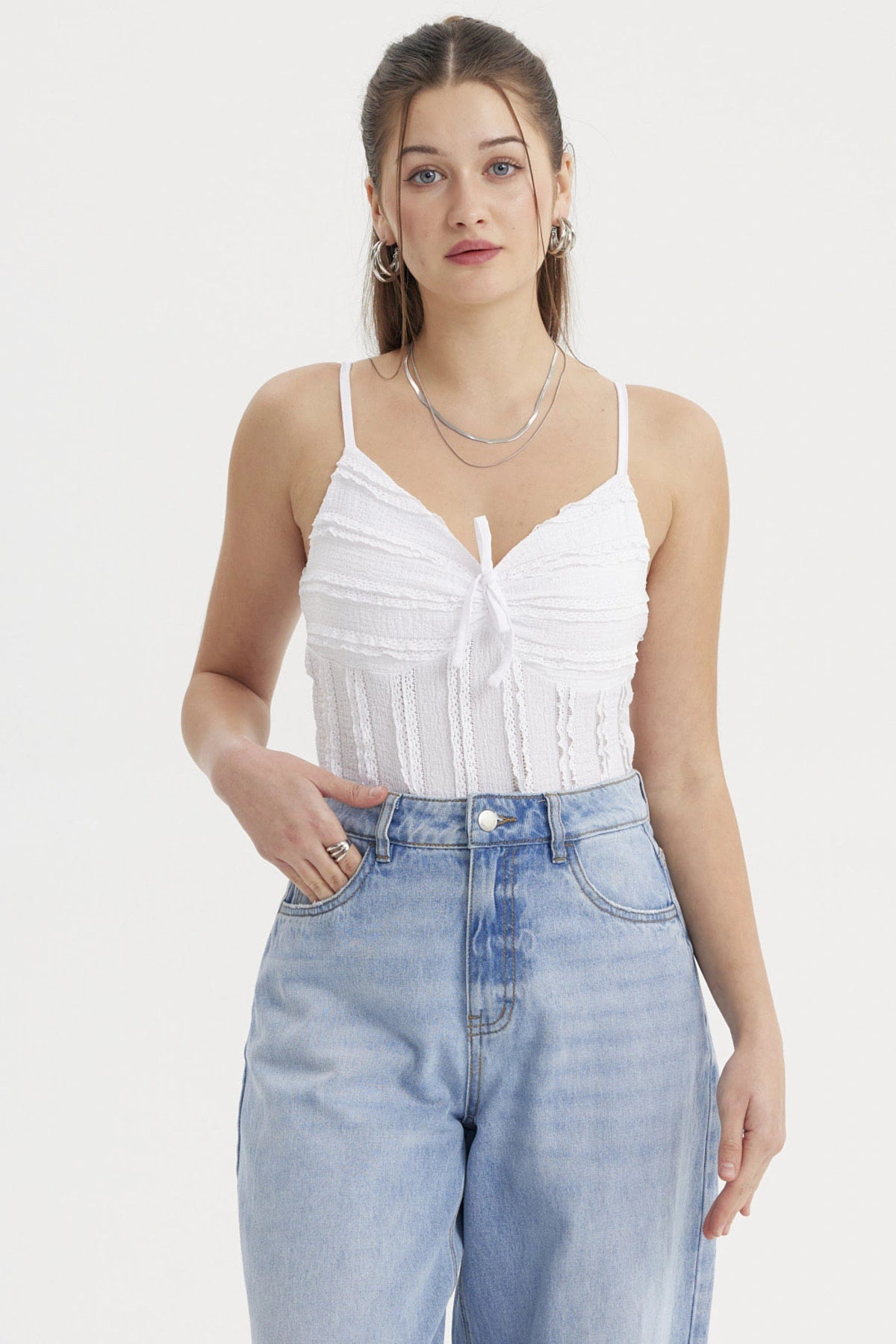 Peto blanco texturizado mujer | Fashion's Park Chile – Fashion´s Park