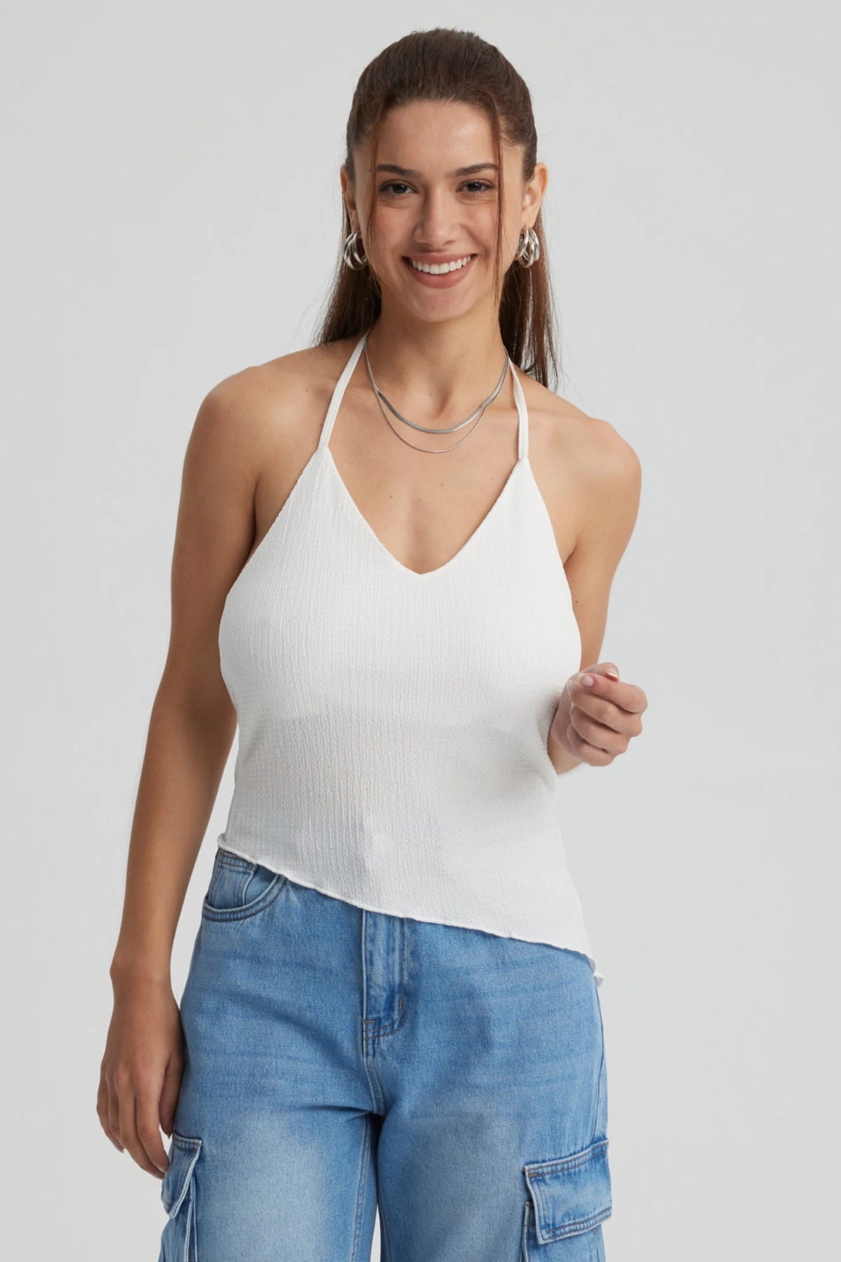Peto blanco asimétrico mujer | Fashion's Park Chile – Fashion´s Park