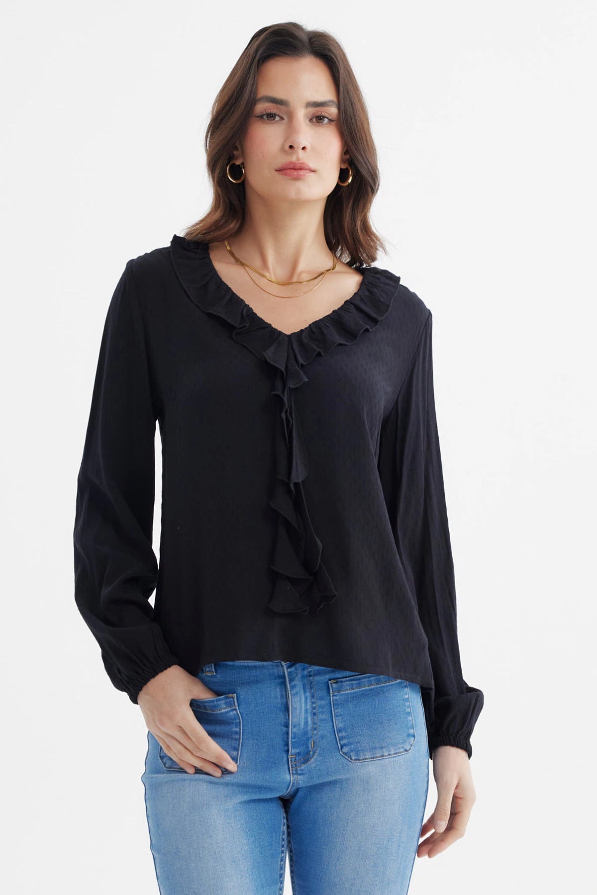 Blusa negra lisa mujer | Fashion's Park Chile – Fashion´s Park