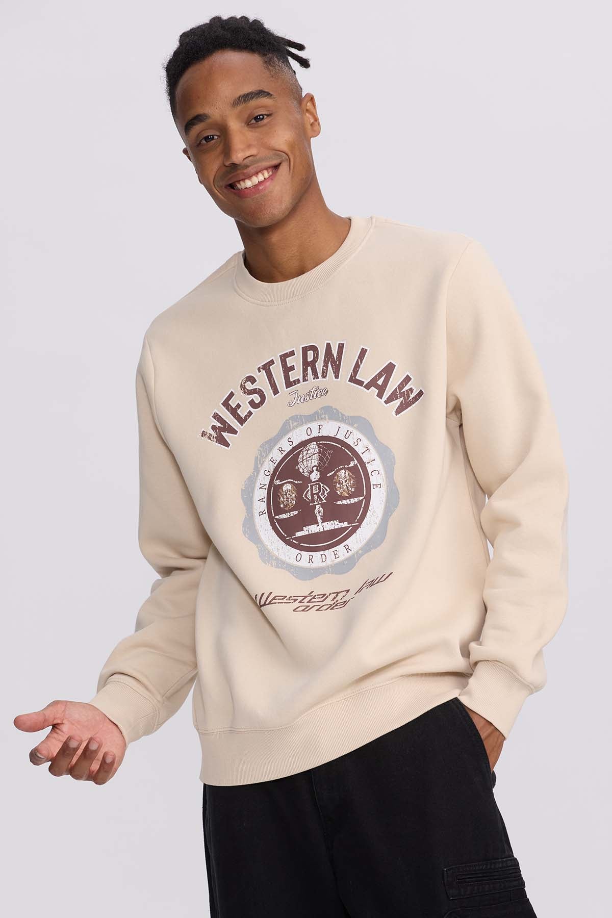 Polerón beige estampado hombre | Fashion’s Park Chile – Fashion´s Park